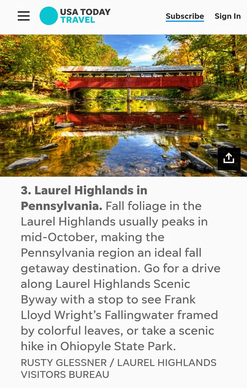 26 Best Fall Foliage Destinations in the PA Laurel Highlands