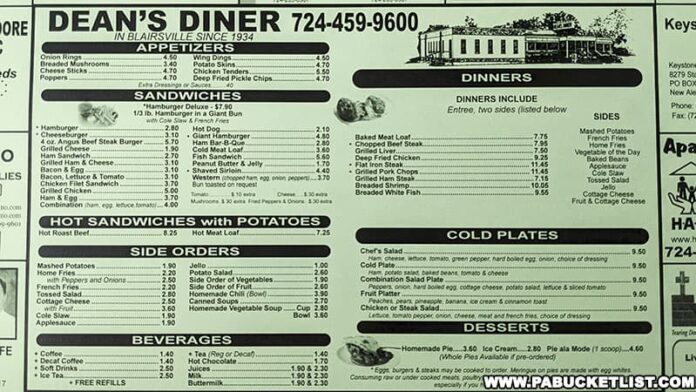 Enjoying Dean's Diner in Indiana County