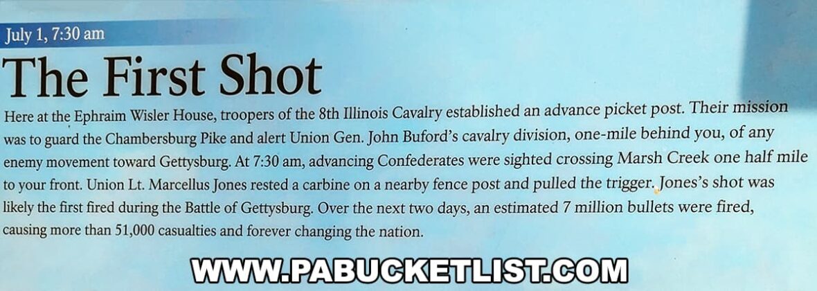 Exploring the Battle of Gettysburg First Shot Marker - PA Bucket List