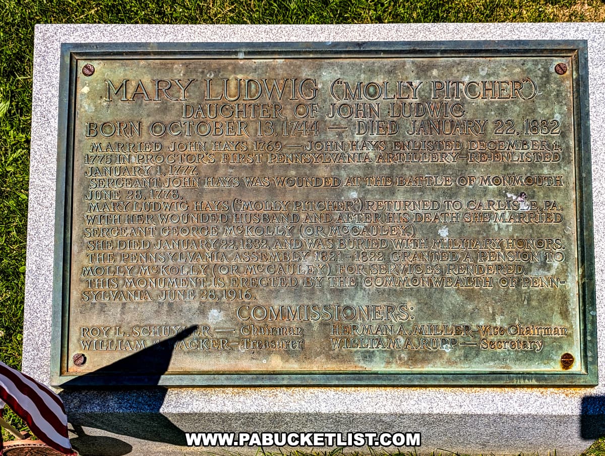 Visiting the Molly Pitcher Monument and Gravesite in Carlisle - PA ...